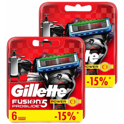 Сменные кассеты Gillette Fusion5 ProGlide Power, 6 шт., 2 уп.
