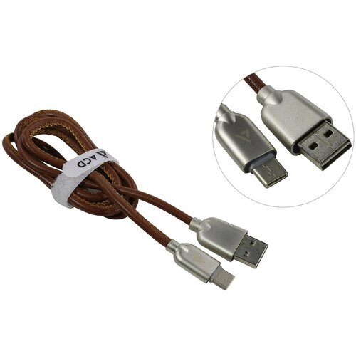 USB кабель ACD-Allure Type-C USB-A Кожа, 1м, коричневый (ACD-U926-C2N)