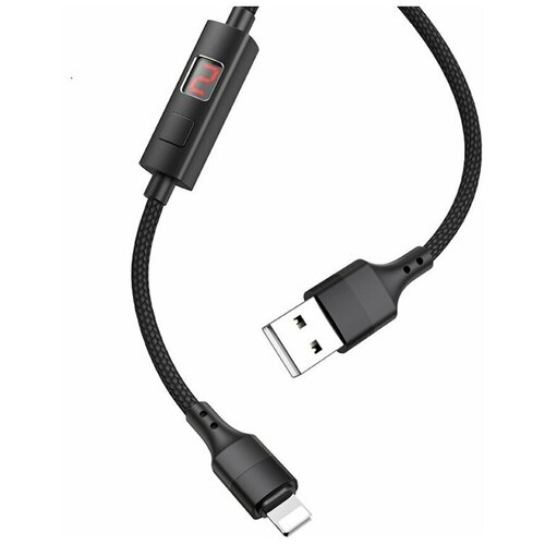 Дата-кабель Hoco S13 USB-Lightning (с дисплеем / таймер) 1.2 м, черный