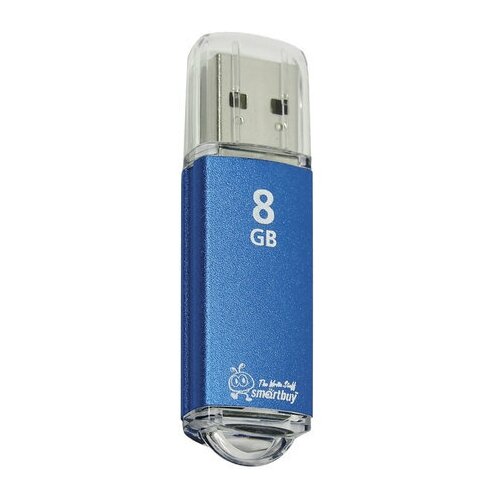 Флеш-диск 8 GB, SMARTBUY V-Cut, USB 2.0, металлический корпус, синий, SB8GBVC-B