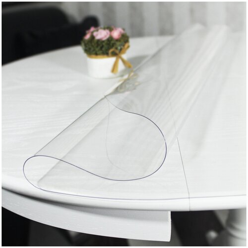 Гибкое/мягкое стекло овал Vello d'oro, 77x116 см, толщина 0.8 мм, скатерть ПВХ прозрачная декоративная на овальный стол