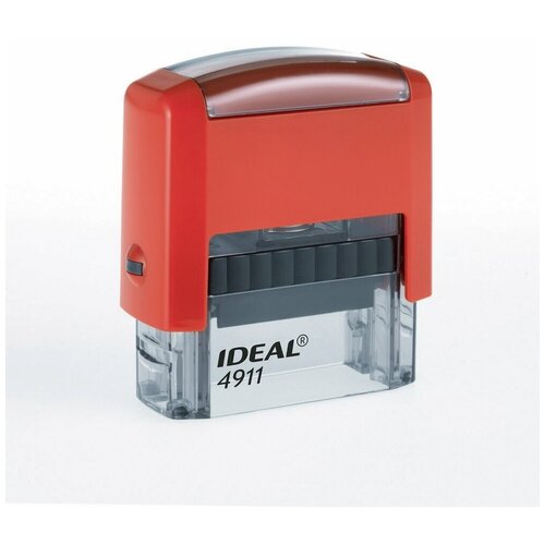 Оснастка Ideal 4911 P2 для печати, штампа, факсимиле. Поле: 38х14 мм. Корпус: красный.