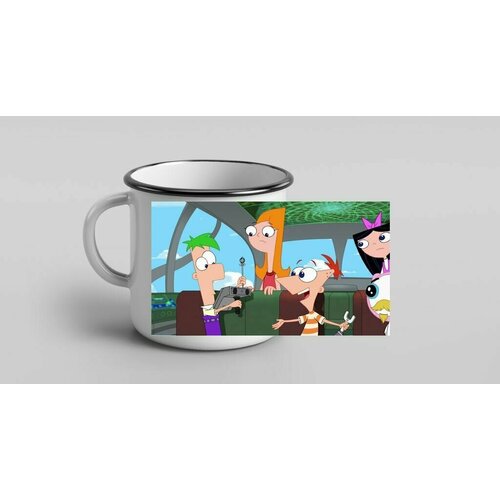 Кружка металлическая эмалированная Финес и Ферб, Phineas and Ferb №4
