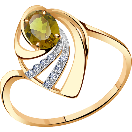 Кольцо Diamant online, золото, 585 проба, фианит, султанит, размер 17.5