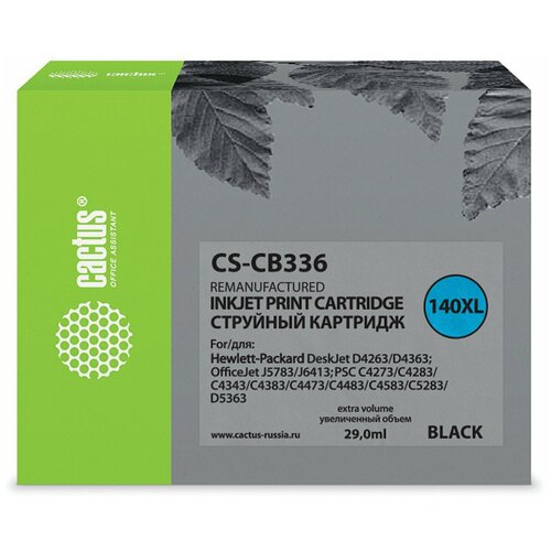 Картридж совм. Cactus CB336 (№140XL) черный для HP DJ D4263/D4363/DJ J5783/J6413/PSC C427 (29мл)