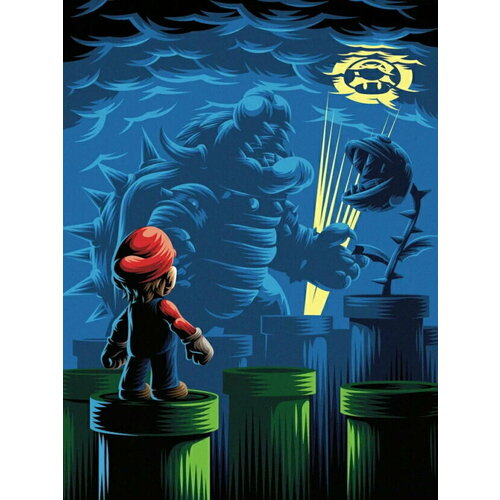 Плакат, постер на бумаге Mario/Марио/искусство/арт/абстракция/творчество. Размер 60 х 84 см