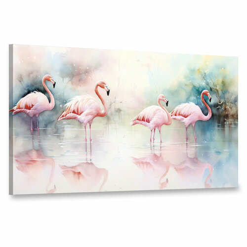 Интерьерная картина 100х60 "Плавные движения фламинго"