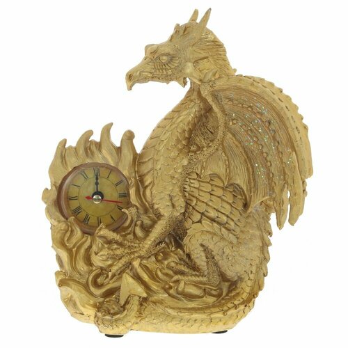 Фигурка декоративная "Дракон с часами" (ААх1), L18 W9,5 H21 см