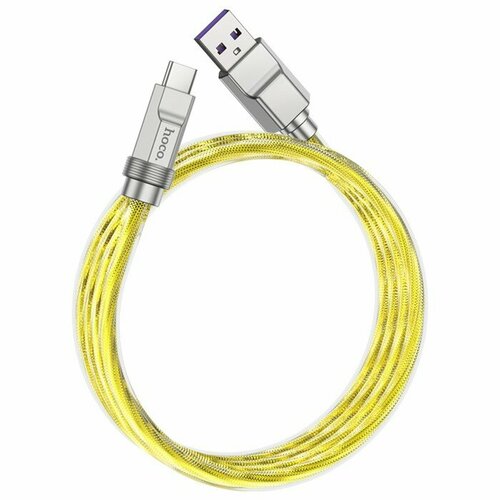 Кабель Hoco U113, Type-C - USB, 6 А, 1 м, оплётка прозрачный силикон, золотистый (комплект из 3 шт)