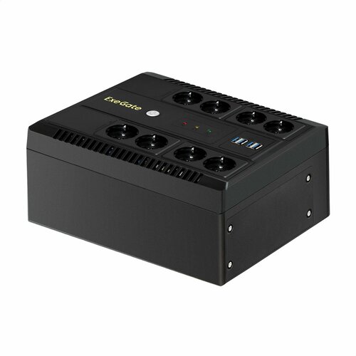 ИБП ExeGate NEO NNB-850. LED. AVR.8SH. CH <850VA/510W, LED, AVR, 8*Schuko, 4*USB-порта для зарядки, Black> EX295012RUS