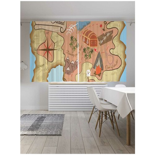 Классические шторы JoyArty "На острове сокровищ", серия Oxford DeLux, 2 полотна 145x180 см