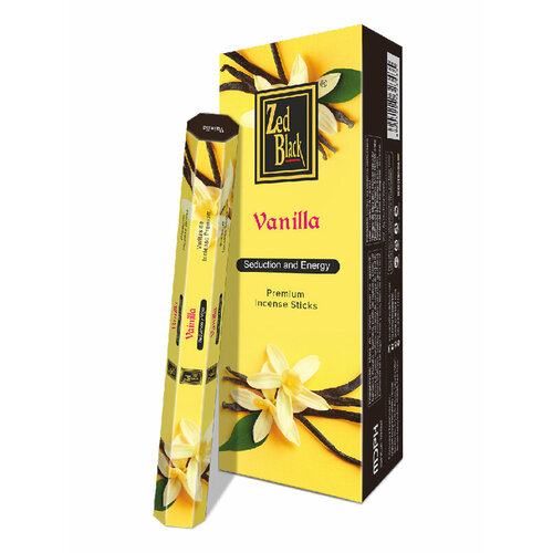 VANILLA Premium Incense Sticks, Zed Black (ваниль премиум благовония палочки, Зед Блэк), уп. 20 палочек.