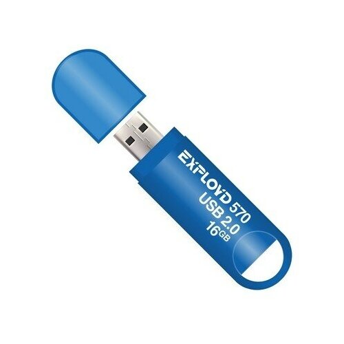 Флешка Exployd 570, 16 Гб, USB2.0, чт до 15 Мб/с, зап до 8 Мб/с, синяя