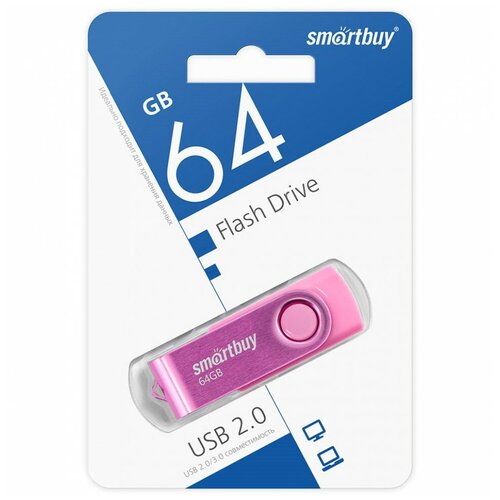 USB Flash Drive 64Gb - SmartBuy UFD 2.0 Twist Pink SB064GB2TWP