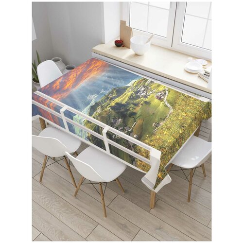 Скатерть прямоугольная JoyArty на кухонный стол "Долина из окна" из оксфорда, 120x145 см