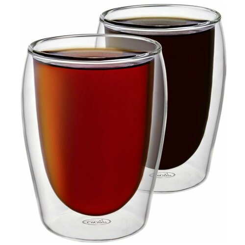Набор стаканов CnGlass стеклянные с двойными стенками для кофе чая холодных и горячих напитков 2 шт. по 300 мл B7-2