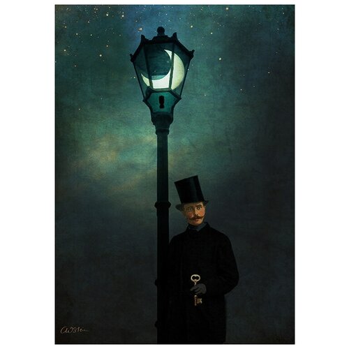 Интерьерный постер на стену картина для интерьера в подарок плакат "Moonlight" размера 60х90 см 600*900 мм в черной раме для декора
