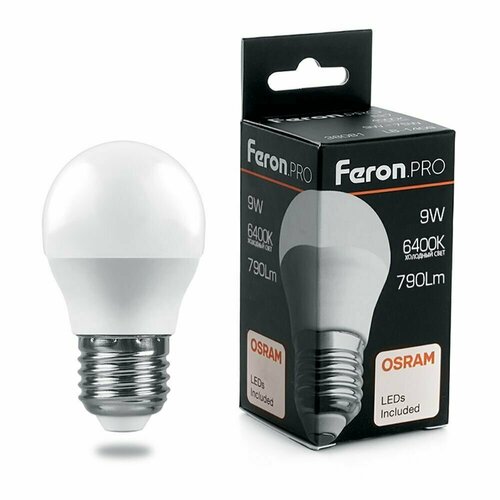 Лампа светодиодная Feron E27 9W 6400K Матовая LB-1409 10 штук В комплекте