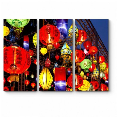 Модульная картина Волшебный свет китайских фонариков, Гонконг 80x57
