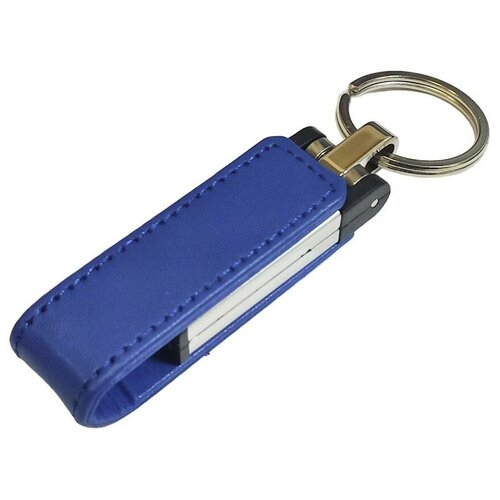 Подарочная флешка кожаная узкая на магните синяя, оригинальный сувенирный USB-накопитель 8GB