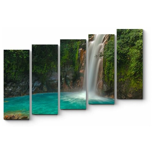 Модульная картина Лазурь вод затерянного водопада, Коста Рика130x91