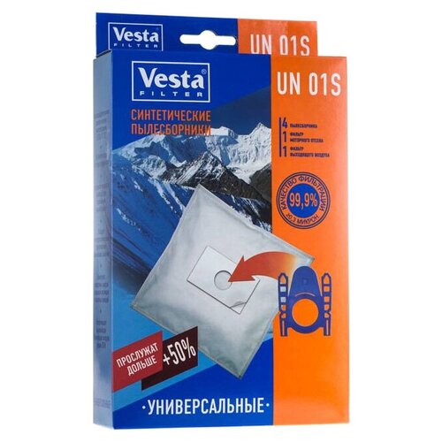 Vesta filter Синтетические пылесборники UN 01S, белый, 4 шт.