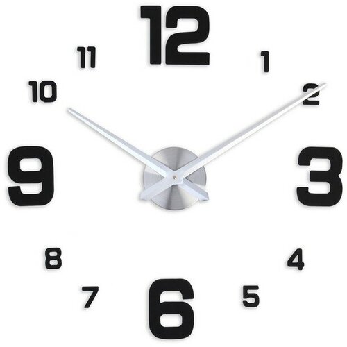 Часы-наклейка, серия: DIY, "Эндерлин", плавный ход, d-120 см, 1 ААА, серебристо-черные