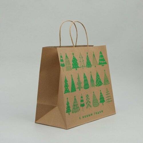 Пакет подарочный крафтовый Forest, 32 × 28 × 15 см