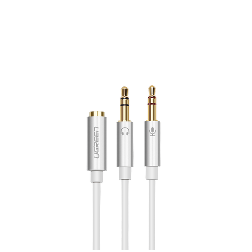 Кабель UGREEN AV140 (10790) Dual 3.5mm Male To 3.5mm Female Audio Cable Aluminum Case. Цвет: белый