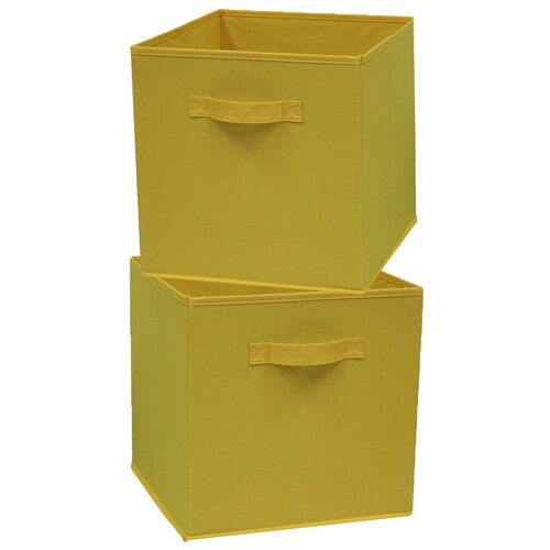 Стеллажный складной короб для хранения без крышки, 31х31х31 см, желтый 2шт