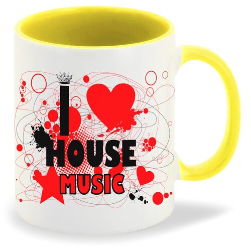 Кружка желтая CoolPodarok I love house music