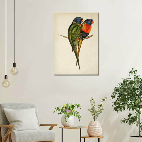 Картина/Картина на холсте/Картина на холсте для интерьера/ Картина на стену/ Картина в подарок для дома/ - Красивые попугайчики 40х60