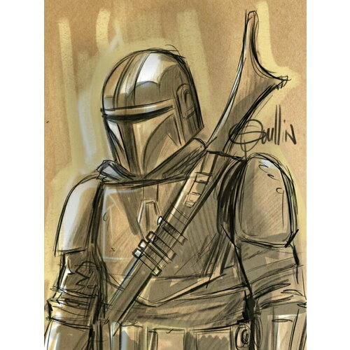 Плакат, постер на холсте Mandalorian/Мандалорец/искусство/арт/абстракция/творчество. Размер 60 на 84 см