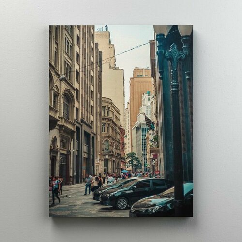 Интерьерная картина на холсте "Люди, идущие по улице" размер 30x40 см