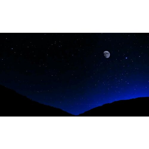 Картина на холсте 60x110 Альянс Лес "Луна звезды ночь небо" на подрамнике / интерьер/ декор