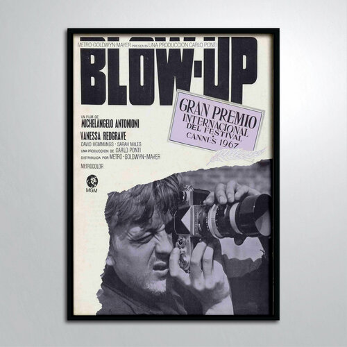 Постер в раме/Винтажный плакат/ Микеланджело Антониони Фотоувеличение (1966) ЧБ Blow-Up