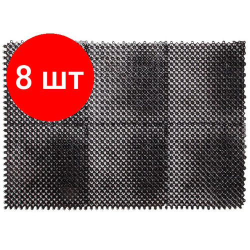Комплект 8 штук, Коврик придверный, 43х64 см, "Травка", черный, PERFECTO LINEA (22-436402)