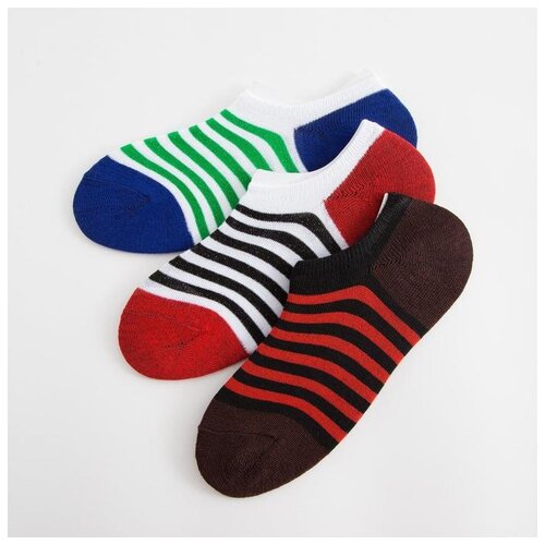 Носки Minaku, 3 пары, размер 25-28 см (39-42), зеленый, черный, красный, синий, коричневый, мультиколор