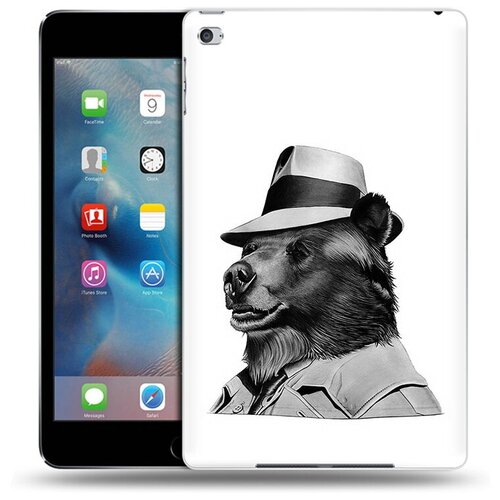 Чехол задняя-панель-накладка-бампер MyPads медведь в шляпе для iPad mini 4 7.9 (2015)-A1538/A1550 противоударный