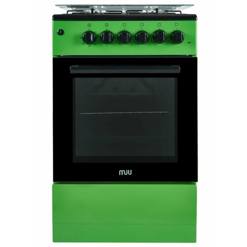 Кухонная плита MIU 5013 ERP зеленая 50 см, газовая с электрической духовкой, электроподжиг, 3 режима духовки
