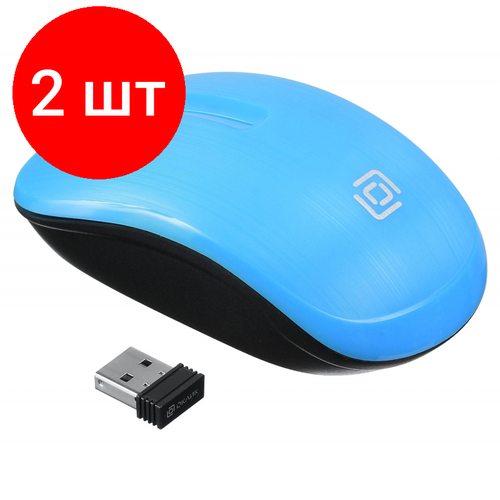 Комплект 2 штук, Мышь компьютерная Oklick 525MW голубой опт (1000dpi) беспр USB (2but)