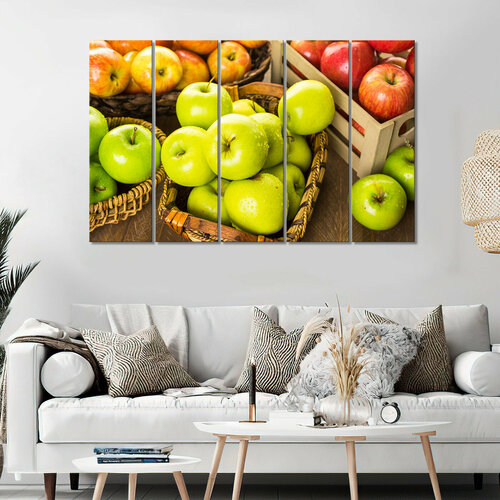 Модульная картина на холсте/ Яблоки в корзинах/Apples in baskets 150х100