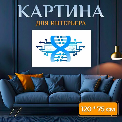 Картина на холсте "Днк, эволюция, технология" на подрамнике 120х75 см. для интерьера