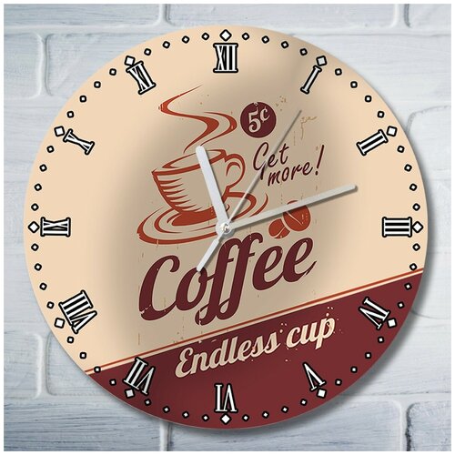 Настенные часы УФ интерьерная (кафе, кофейня, ресторан, кофе, капучино, кофеман, espresso, постер) - 1236