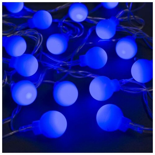 Гирлянда "Нить" 5 м с насадками "Шарики синие", IP20, прозрачная нить, 30 LED, свечение синее, 8 режимов, 220 В./В упаковке шт: 1