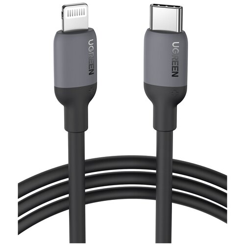 Кабель Ugreen USB C - Lightning, силиконовая оболочка, цвет черный, 1 м (20304)