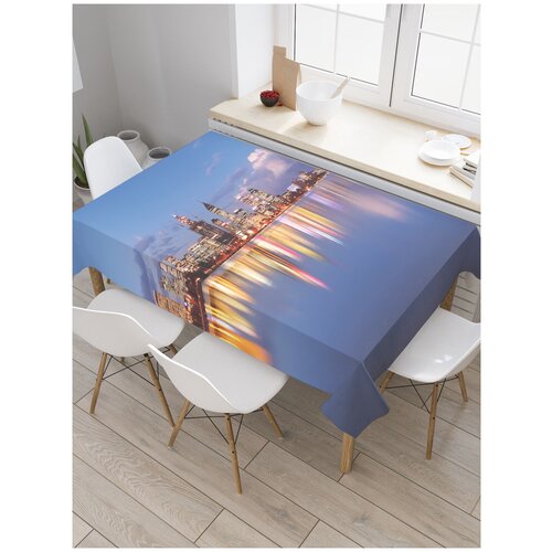 Скатерть прямоугольная JoyArty "Панорама на побережье" из сатена, 120x145 см
