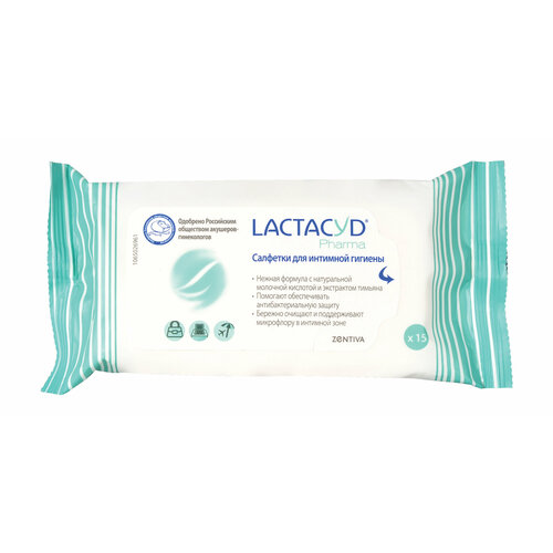 LACTACYD Cалфетки для интимной гигиены с экстрактом тимьяна "Лактацид Фарма" № 15, 88 г