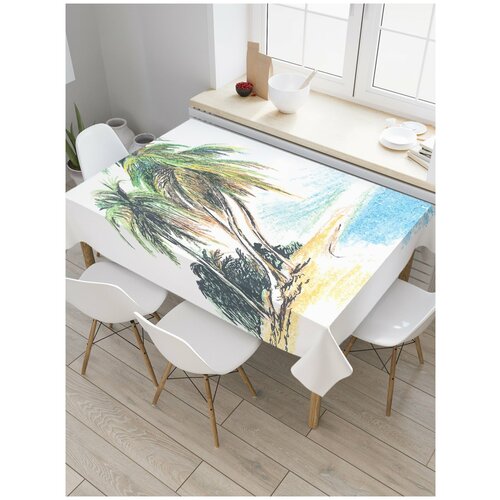 Скатерть прямоугольная JoyArty на кухонный стол "Изображение пальм" из оксфорда, 180x145 см