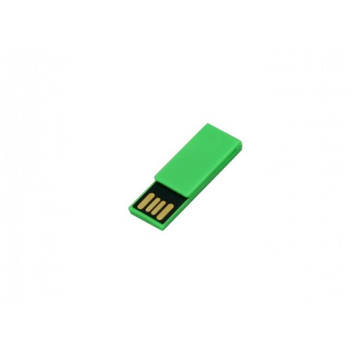 Пластиковая флешка зажим скрепка для нанесения логотипа (64 GB USB 2.0 Зеленый/Green p_clip01 пластик под нанесение УФ печати)